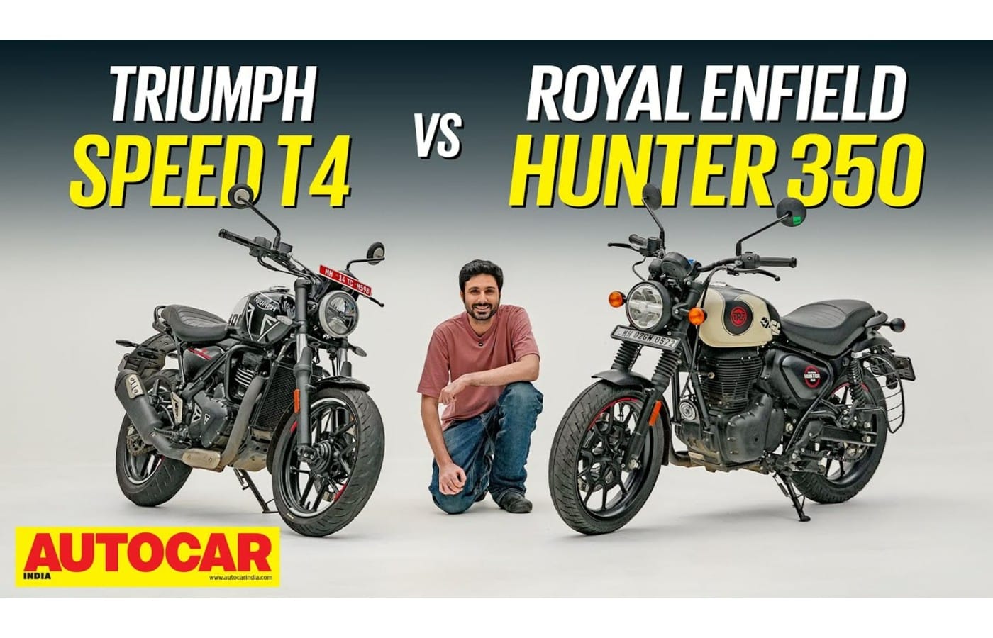 Royal Enfield Hunter 350 vs Triumph Speed T4 comparison video ...