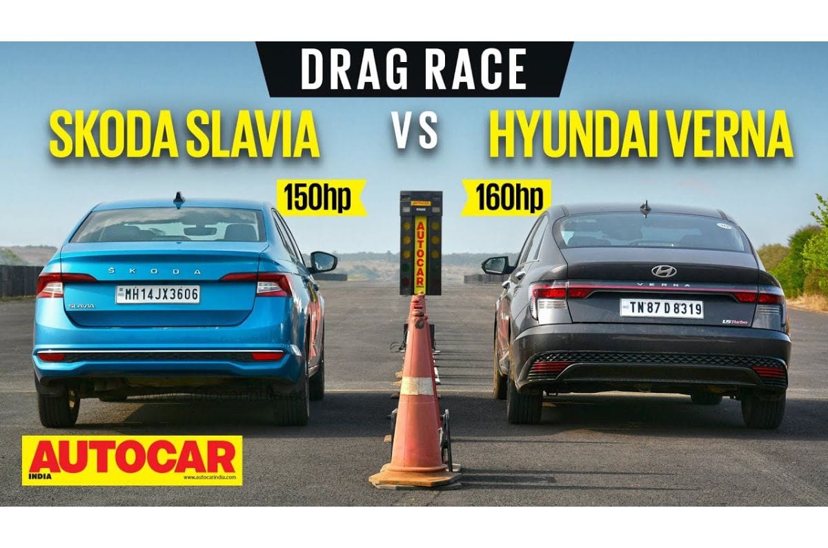 Skoda Slavia vs Hyundai Verna drag race video - Autocar India